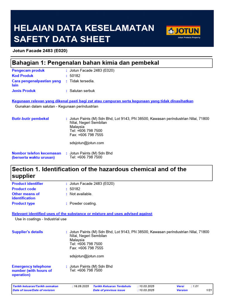 Msds Facade 2483 (E020) | PDF
