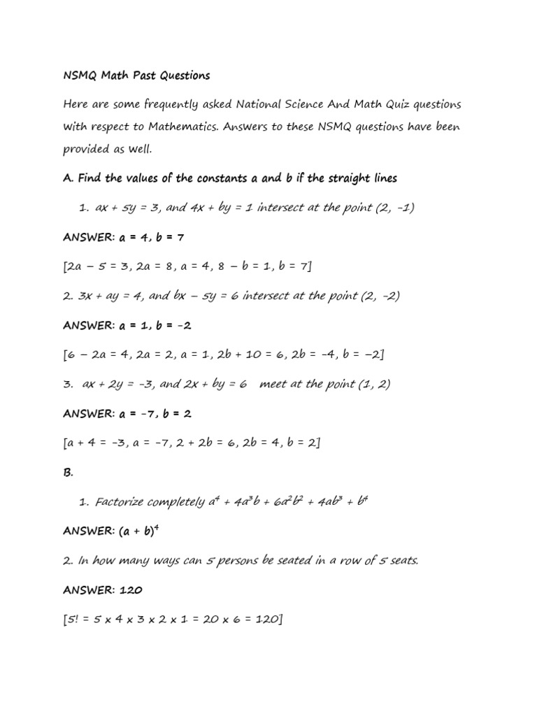 NSMQ Math Past Questions & Solutions | PDF | Angle | Classical Geometry