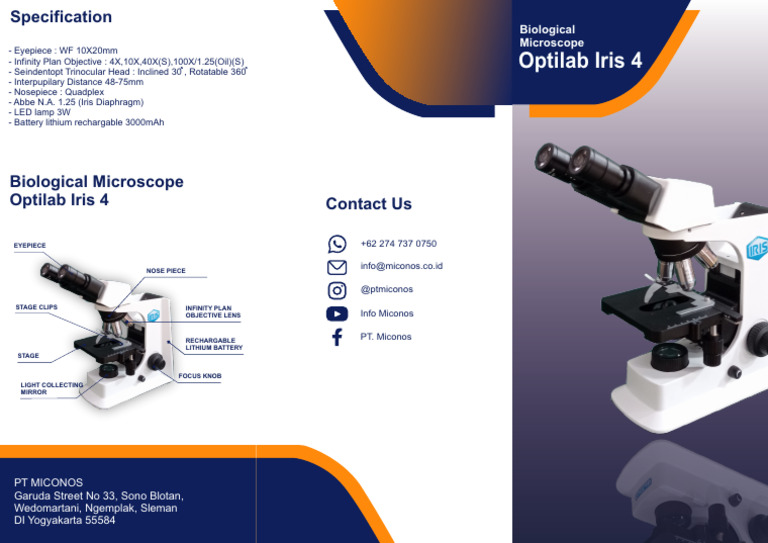 Optilab Iris 4: Biological Microscope | PDF