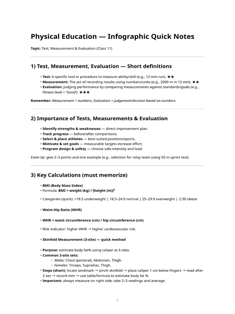 PE Test Measurement Evaluation Guide | PDF | Body Mass Index