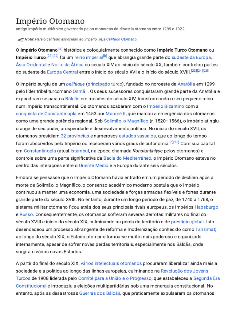 Império Otomano – Wikipédia, A Enciclopédia Livre | PDF | Império ...