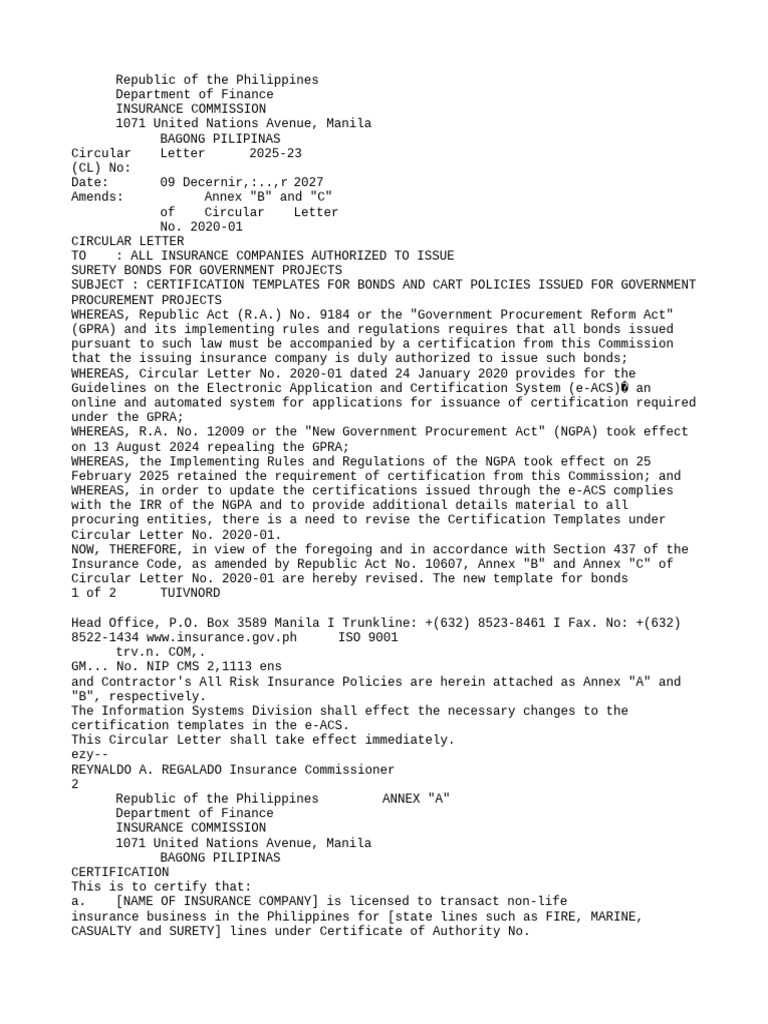 IC CL 2025-23 | PDF | Insurance | Surety