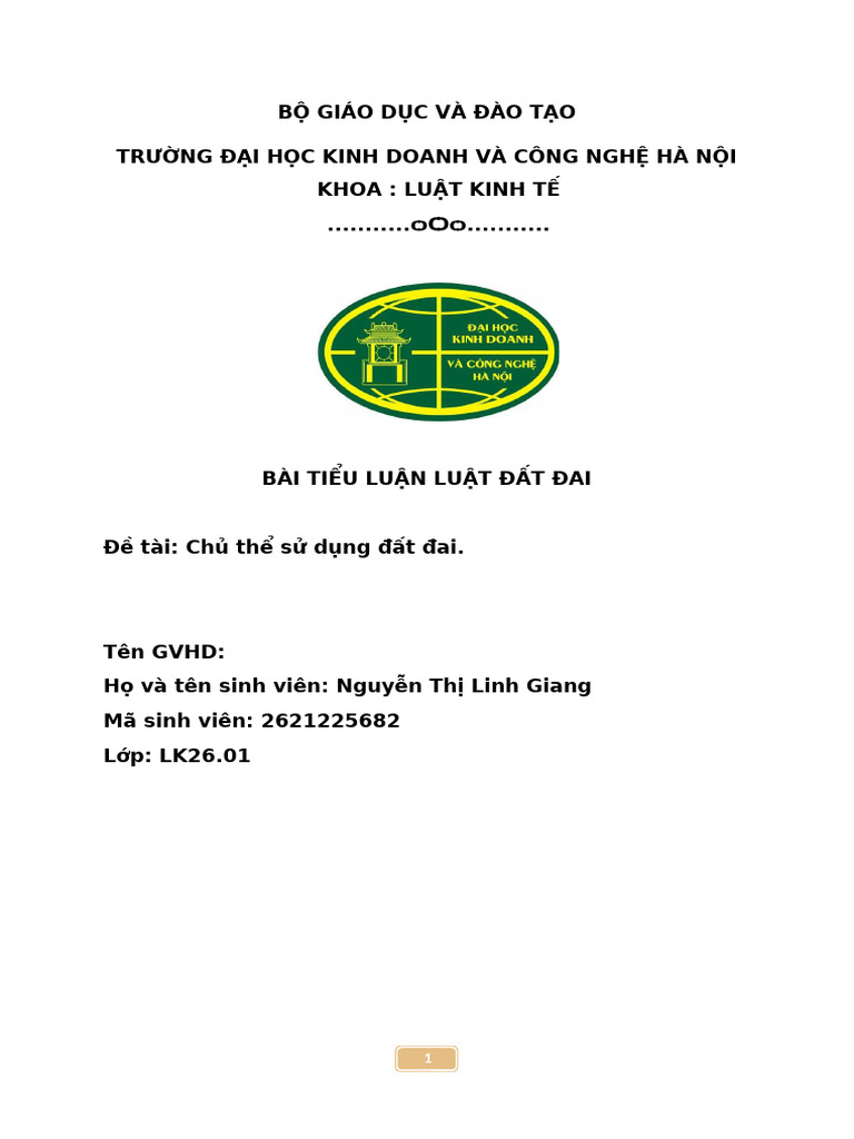 Nguyễn Thị Linh Giang LK26.01 tiểu luận LDD | PDF