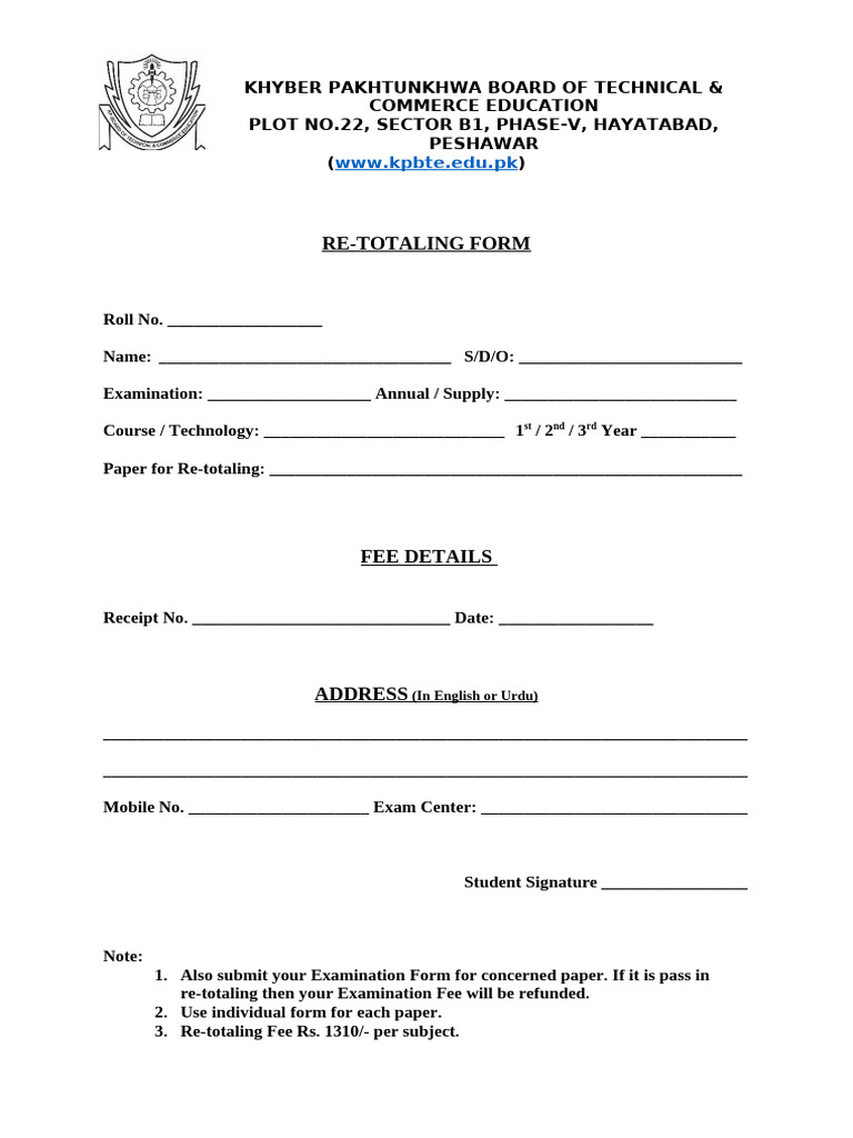 Retotaling Form New (1) | PDF