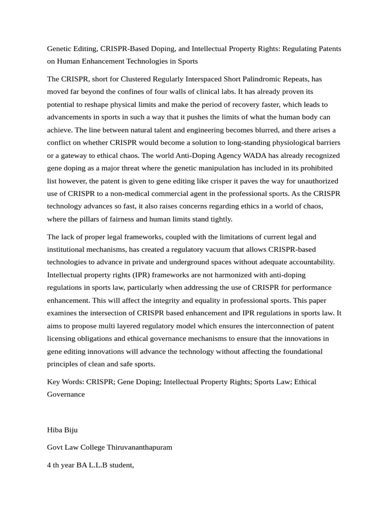 Abstract Sports Law Hiba Biju | PDF