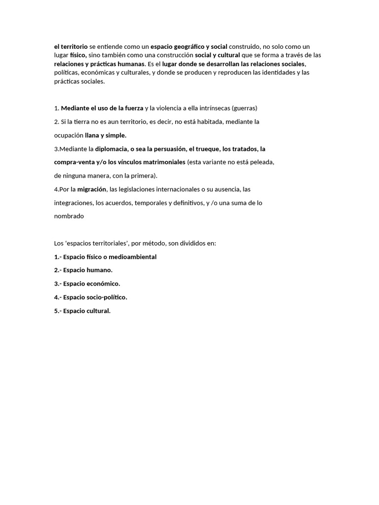 El Territorio Se Entiende Como Un Espacio Geográfico y Social ...