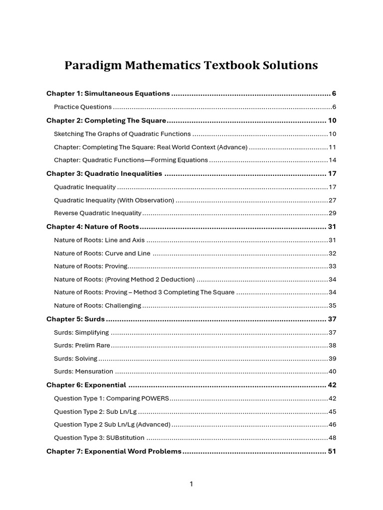Paradigm Math Solutions Guide | PDF | Polynomial | Derivative