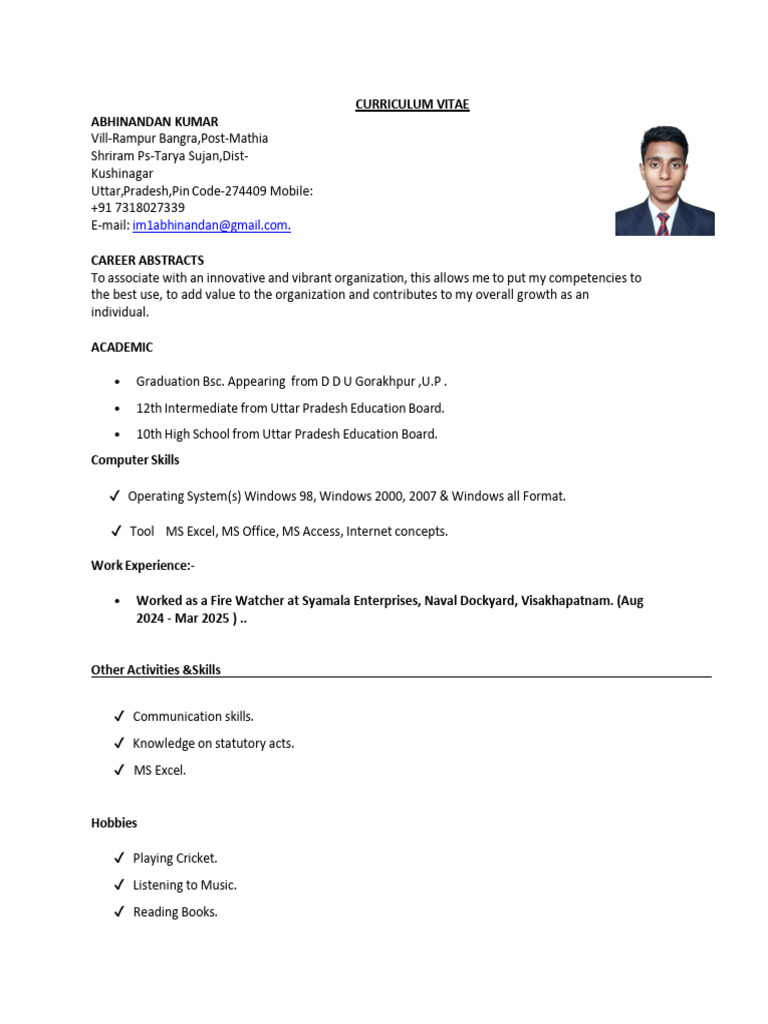 Abhinandan Kumar Fire Watcher | PDF