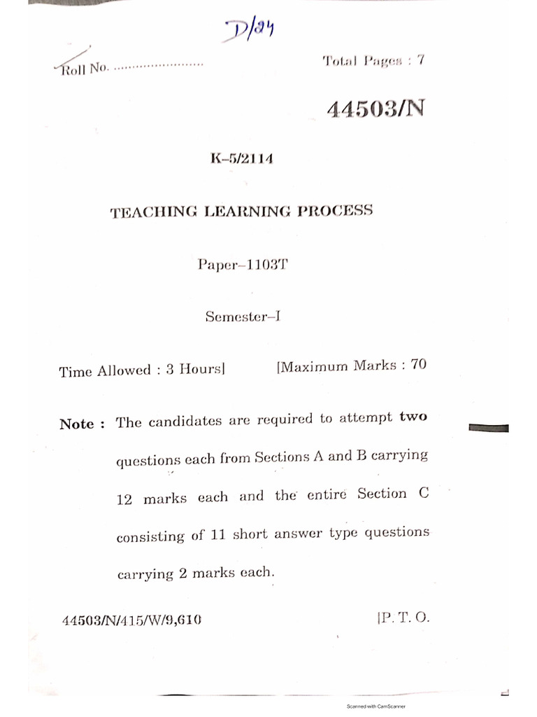 Teaching Learning Process | PDF