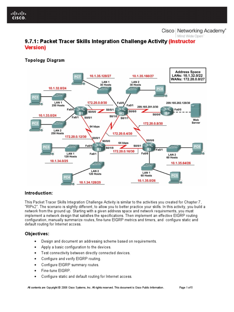 E2 PTAct 9 7 1 Instructor | PDF | Router (Computing) | Routing