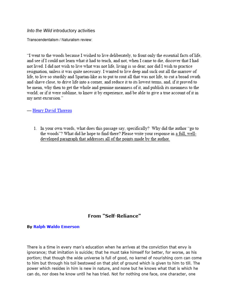 AP Into the Wild Introduction (1) | PDF