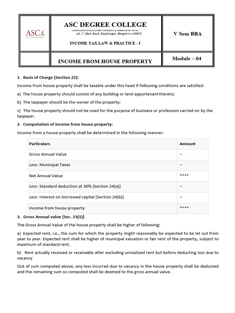 Chapter 4 - Income From House Property | PDF | Tax Deduction | Income