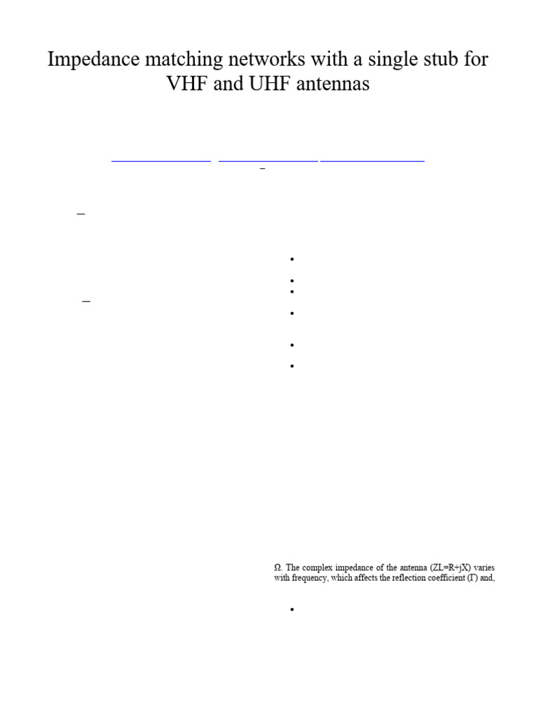 Impedance Matching for VHF/UHF Antennas | PDF | Transmission Line ...