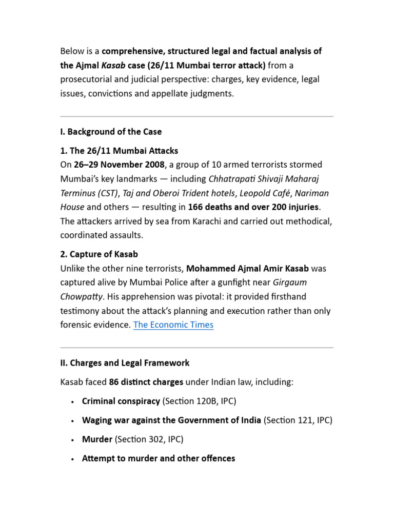 kasab case | PDF | Justice | Crime & Violence