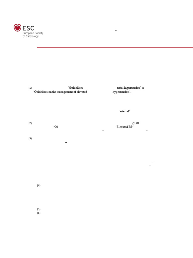 2024 ESC Hypertension Management Guidelines | PDF | Hypertension ...