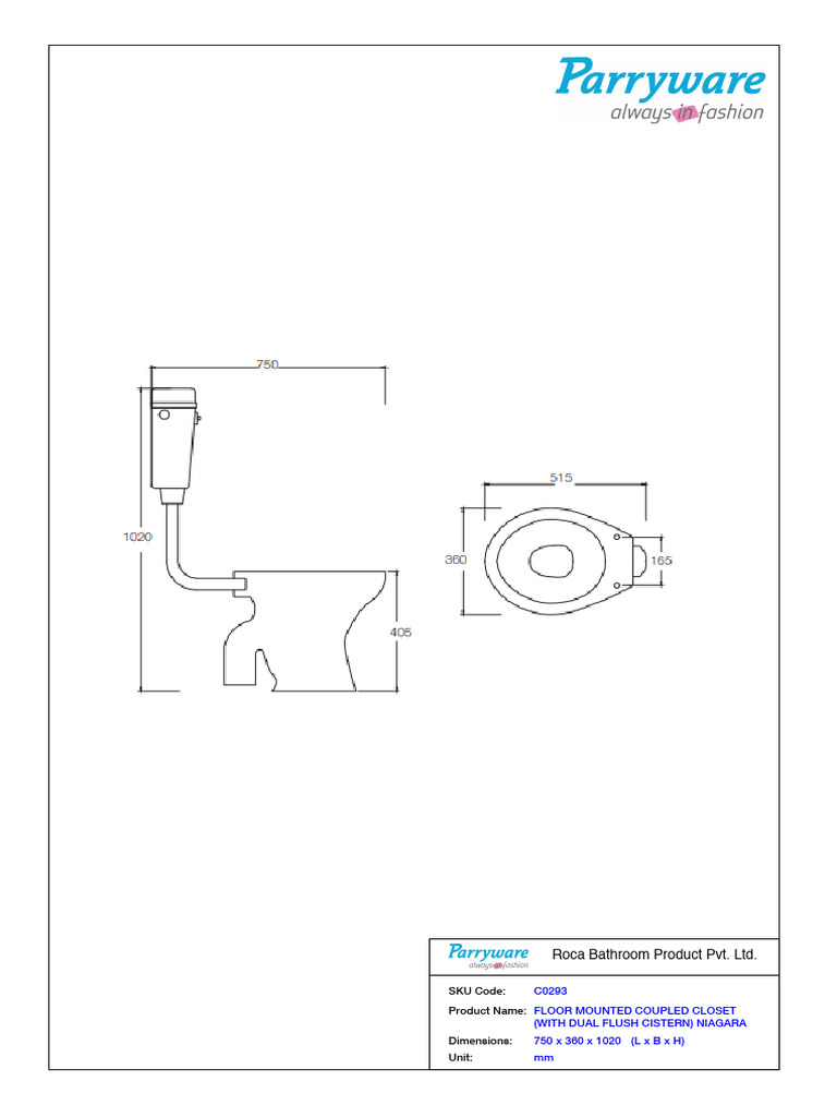 Floor Mounted Coupled Closet - Niagara | PDF