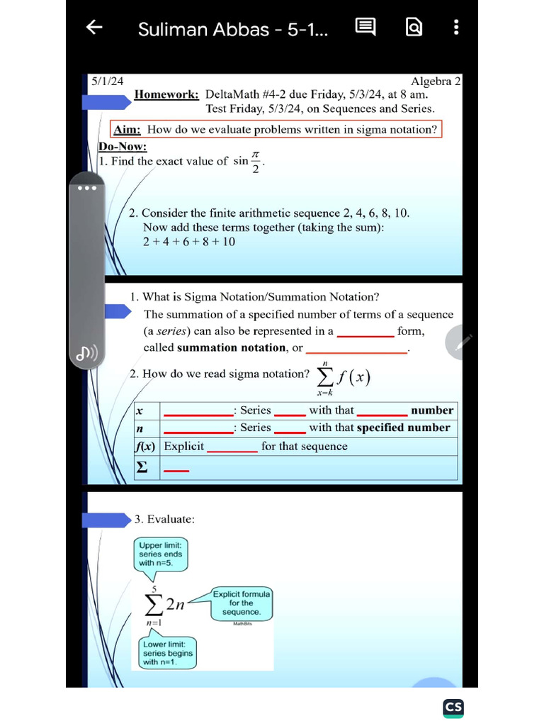 Sigma Notation | PDF