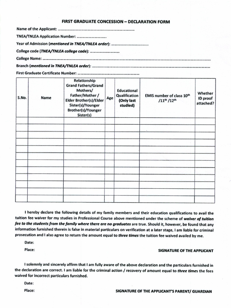 FG DEC FORM | PDF