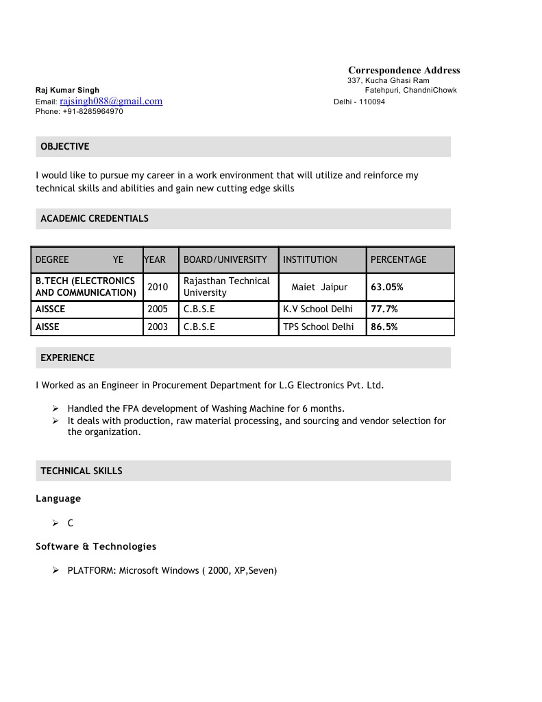 Area of Interest Resume | PDF