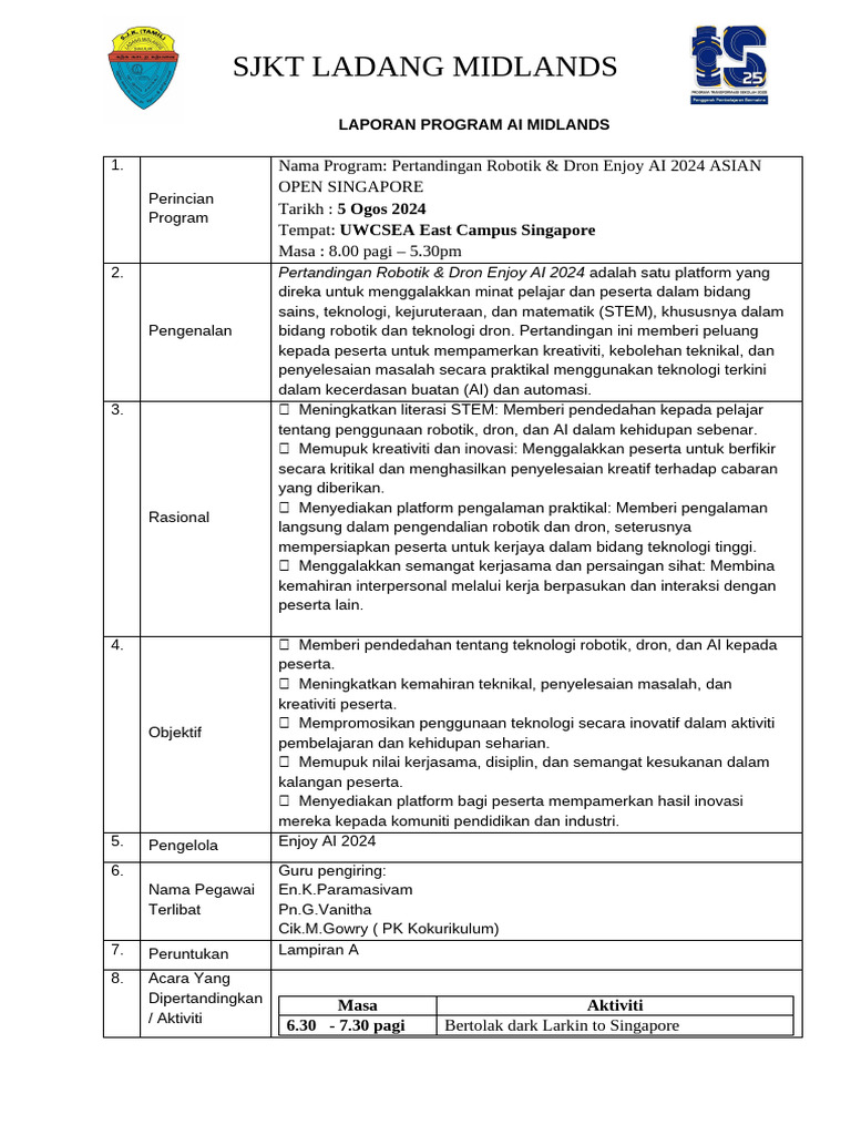 PROGRAM Pertandingan Robotik & Dron Enjoy AI 2024 | PDF