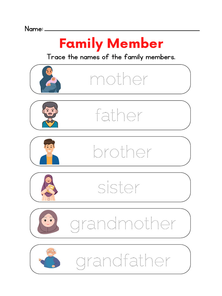 Family Member Tracing Worksheet in Colorful Illustrative Style_20251114 ...