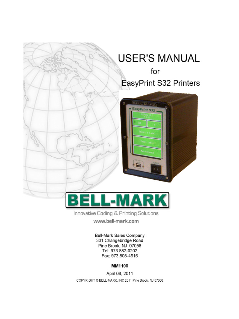 Bell-Mark EasyPrint S32 User's Manual _ Manualzz | PDF