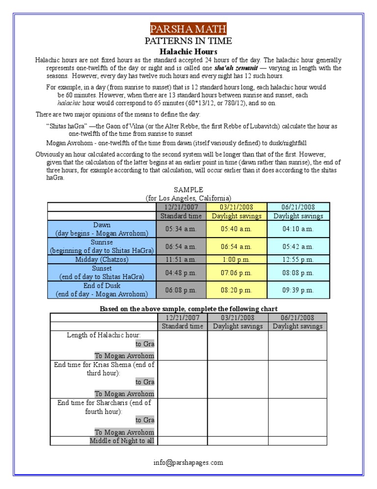 Halachic Hours | PDF | Jewish Law | Jewish Behaviour And Experience