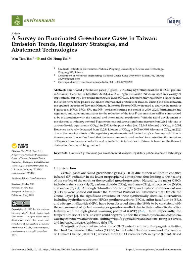 Fluorinated Gases in Taiwan: Emission Trends | PDF | Greenhouse Gas ...