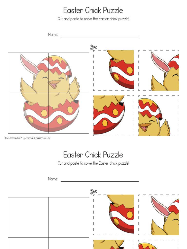 Easter Chick Cut and Paste Puzzle | PDF