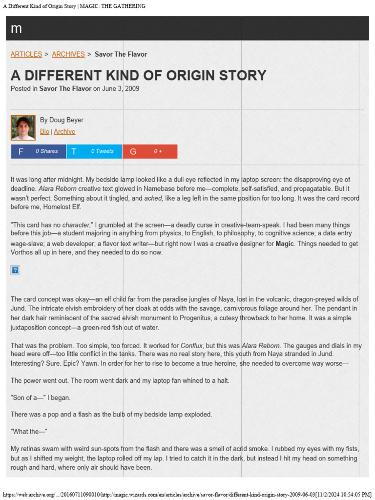 A Different Kind of Origin Story | PDF | Wizards Of The Coast