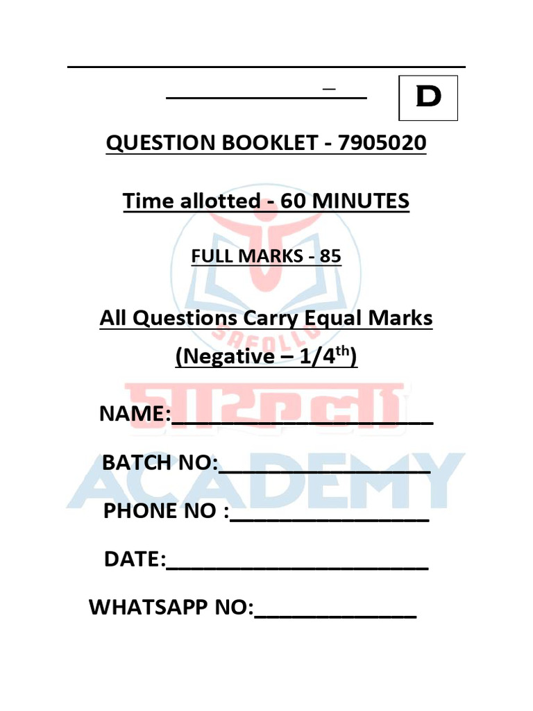 WBP KP CONSTABLE MONTHLY MOCK TEST – 19D | PDF