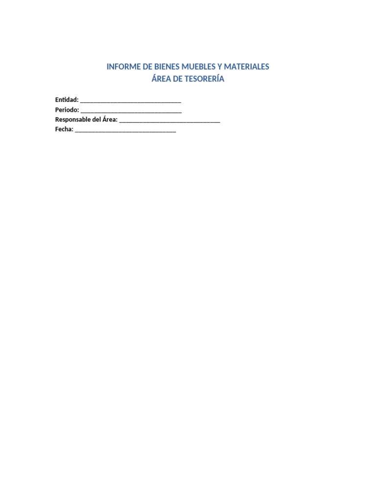 Plantilla Informe Bienes Tesoreria | PDF
