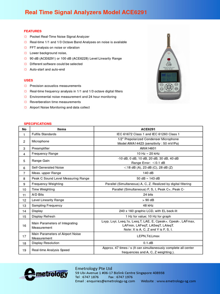 Real Time Signal Analyzers ACE6291 | PDF | Decibel | Telecommunications ...