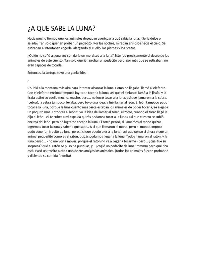 A QUE SABE LA LUNA | PDF