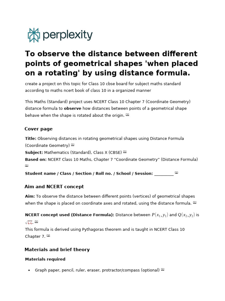 To Observe the Distance Between Different Points o | PDF | Geometry ...
