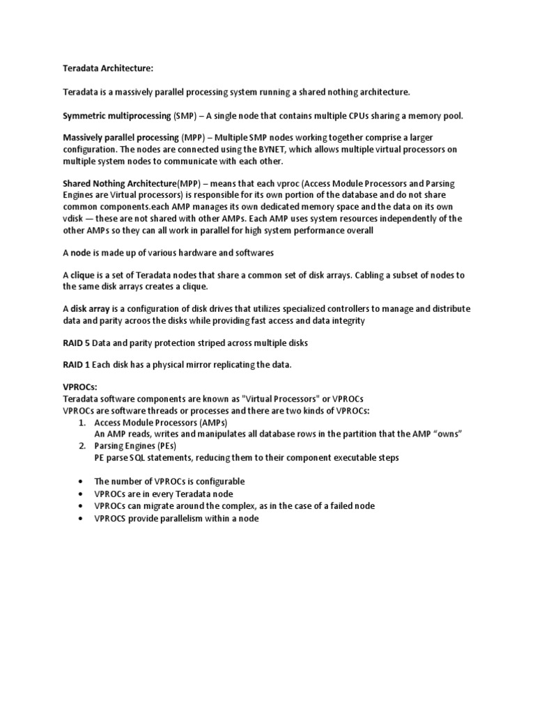 Teradata Architecture | PDF | Parallel Computing | Databases