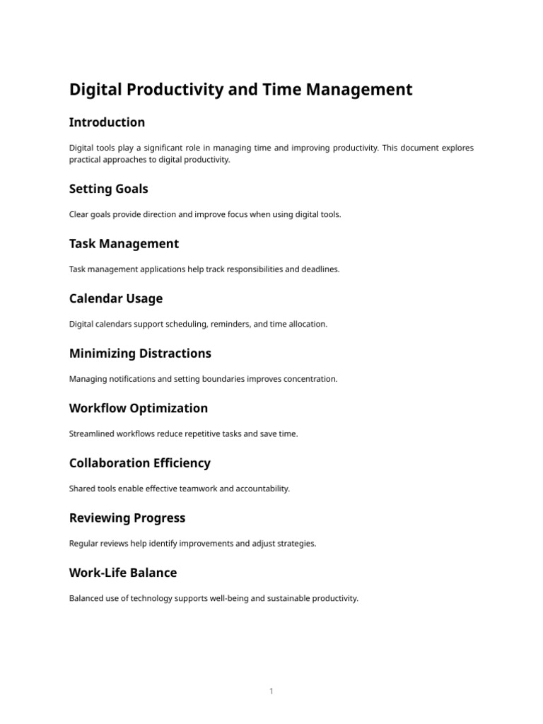 Digital Productivity and Time Management | PDF