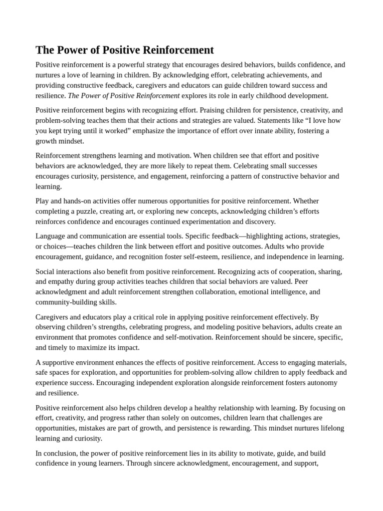 Harnessing Positive Reinforcement in Learning | PDF | Learning ...
