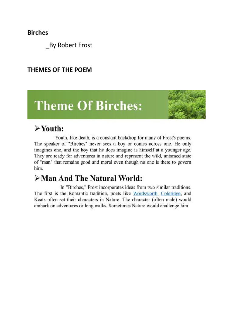 Birches by Robert Frost ? | PDF