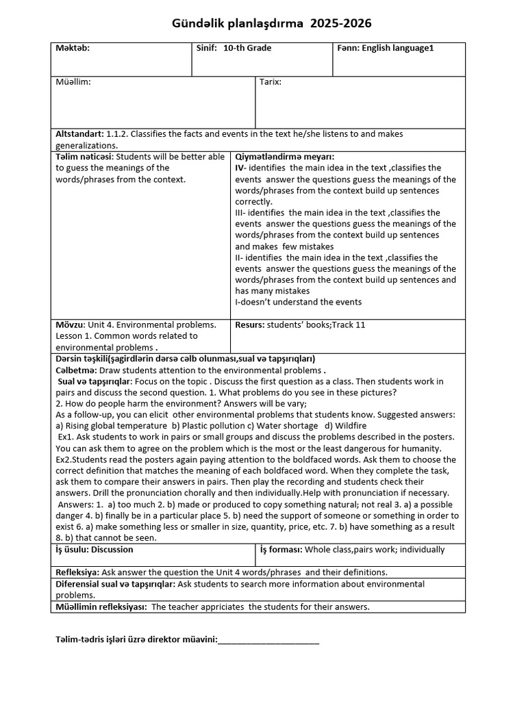 10th Grade English: Environmental Issues | PDF | Phrase | Adverb