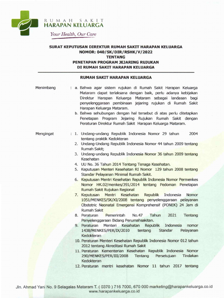 040 - SK Program Jejaring Rujukan | PDF