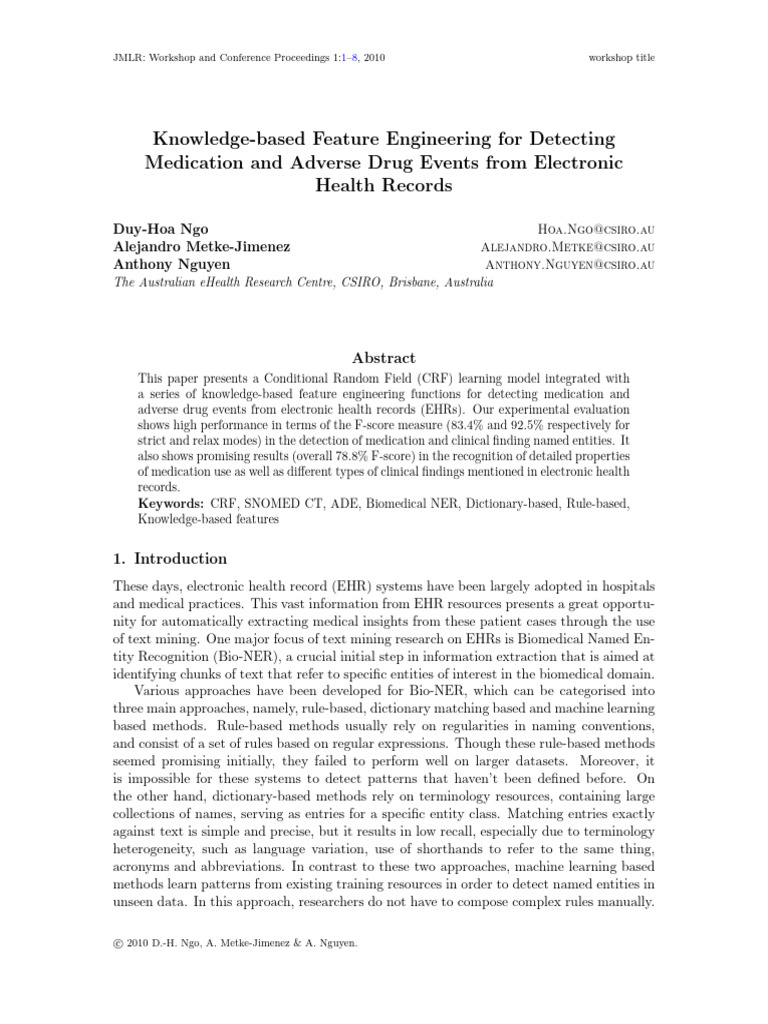 Knowledge-Based Feature Engineering For Detecting Medication and ...