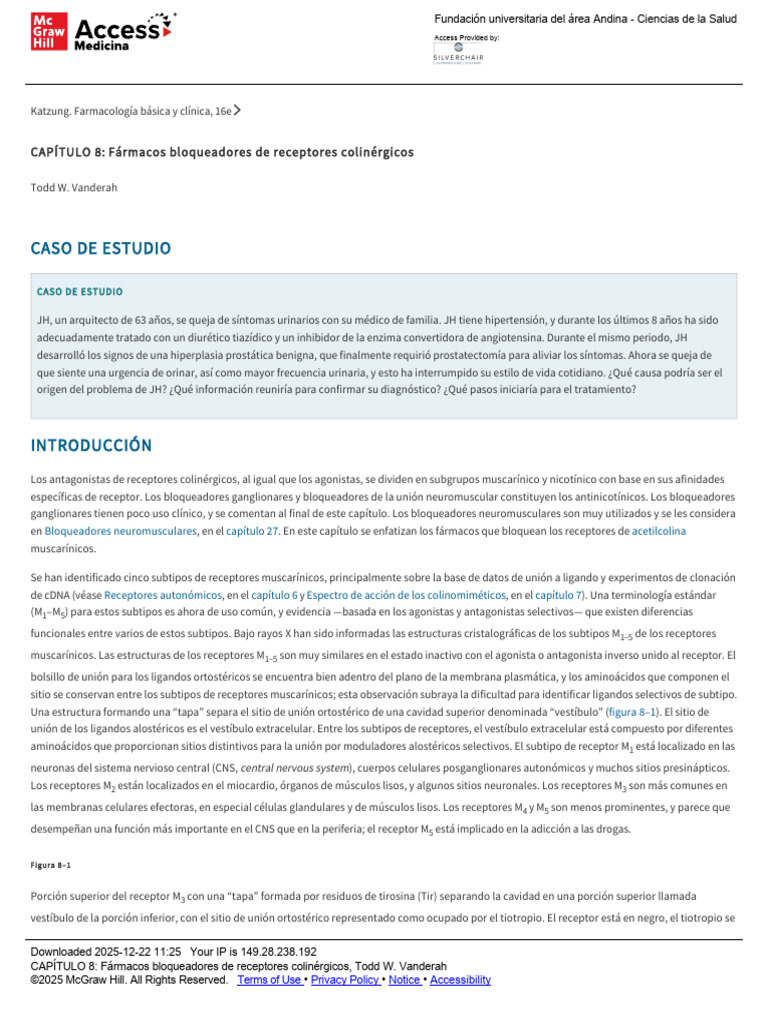 CAPÍTULO 8_ Fármacos Bloqueadores de Receptores Colinérgicos | PDF | Acetilcolina | Enfermedad ...