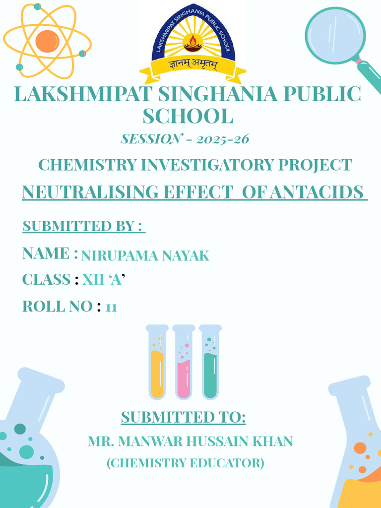 Yellow and Teal Illustrated Science Project Cover A4 Document | PDF