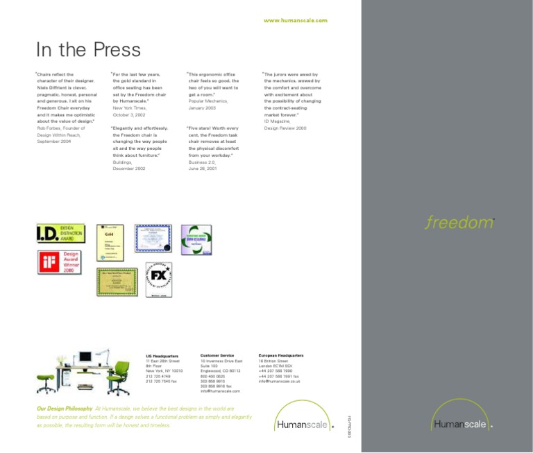 Humanscale Office Locations & Design Philosophy | PDF