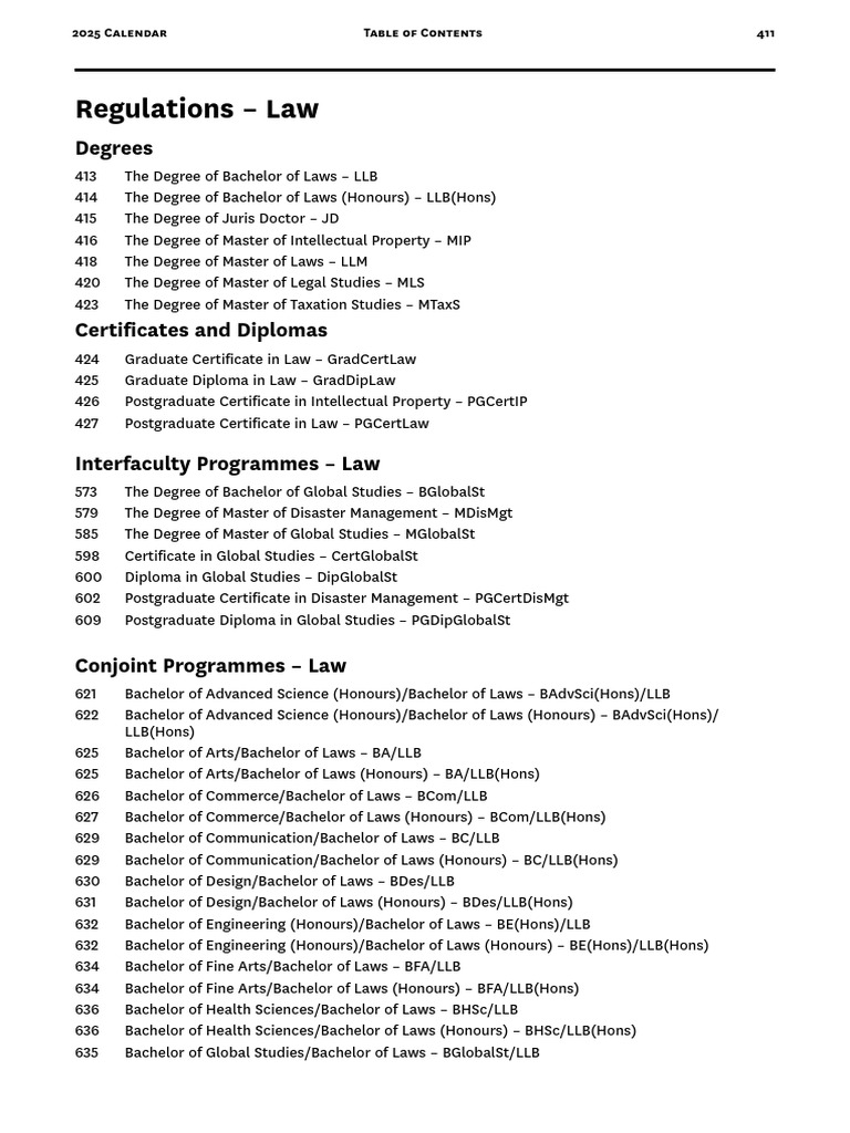 2025 Calendar Law Regulations | PDF | Academic Degree | Thesis