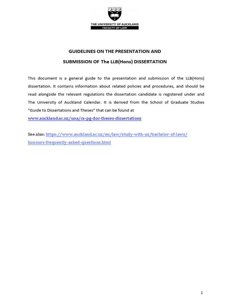 LLB(Hons) Dissertation Submission Guide | PDF | Thesis | Plagiarism