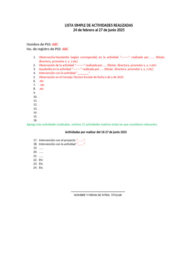 Ejemplo de Lista Simple | PDF