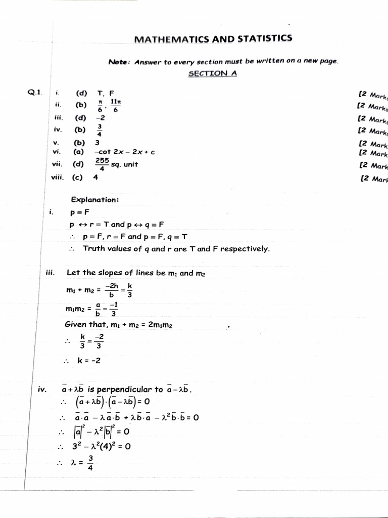 Maths 12th Science Solution | PDF
