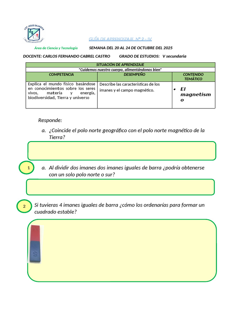 ACTIVIDAD MAGNETISMO - IV (1) (2) | PDF